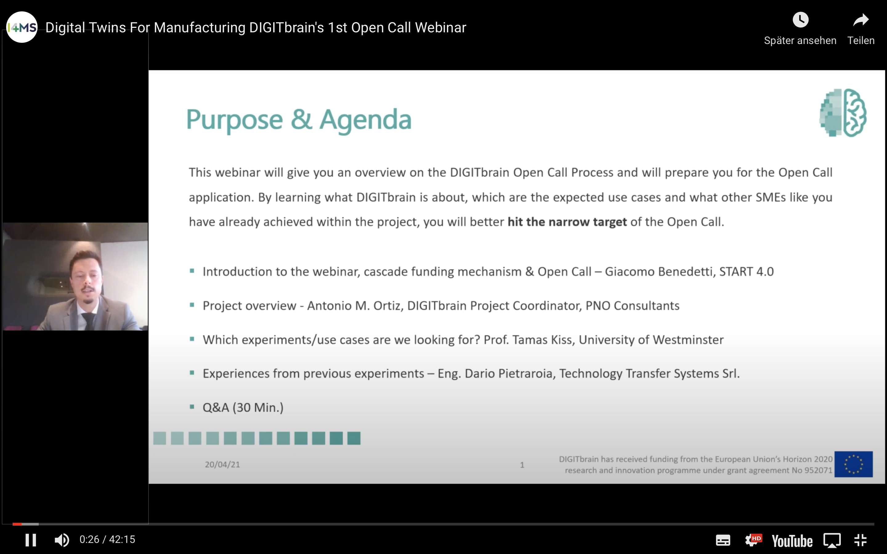 Digital Twins for Manufacturing - DIGITbrain's 1st Open Call Webinar (20th April) - DIGITbrain